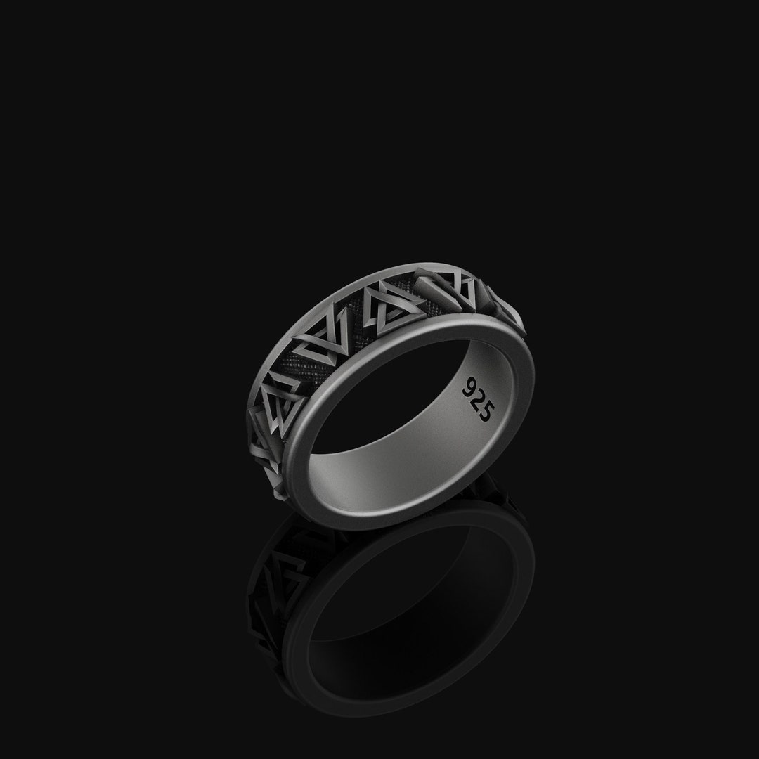 Silver Celtic Valknut Wedding Band Stylish Ring Anniversary - Etsy