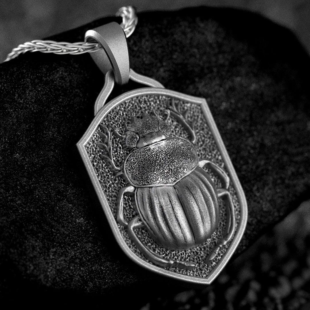 American Scarab Beetle Pendant • Shield Necklace of Rebirth • Patriotic ...