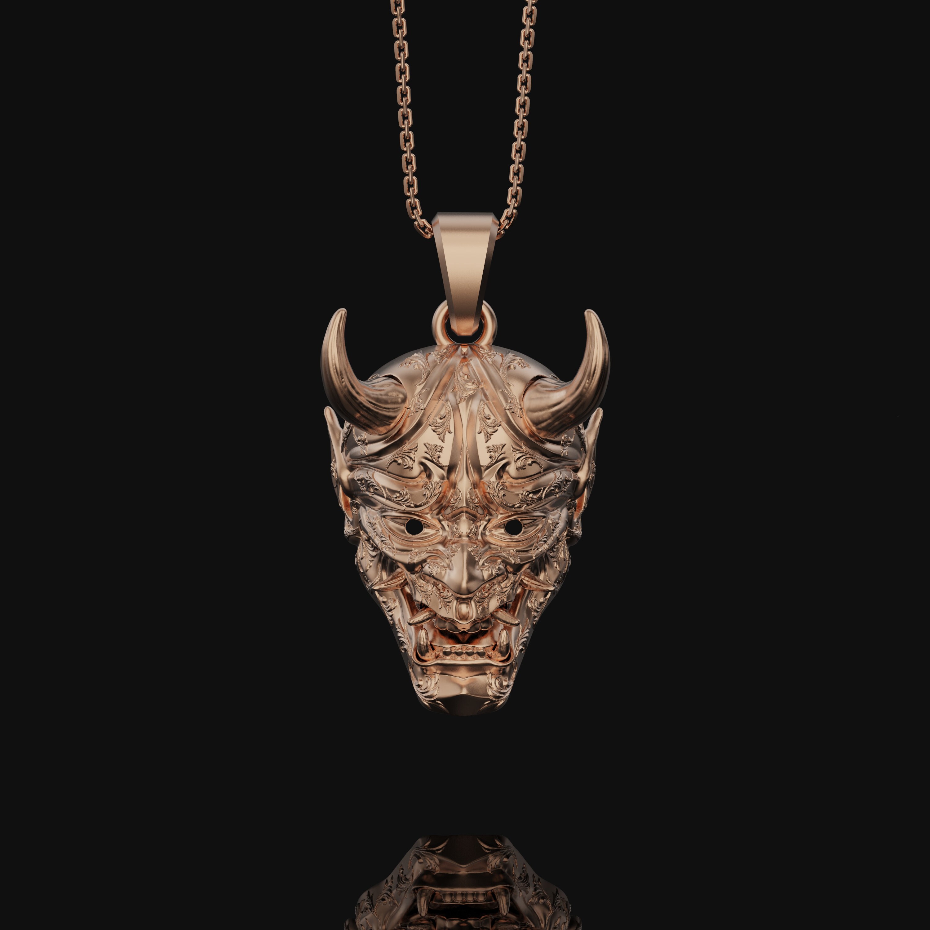 Oni Mask Handmade Charm Necklace, the Art of Japanese Mask Silver ...