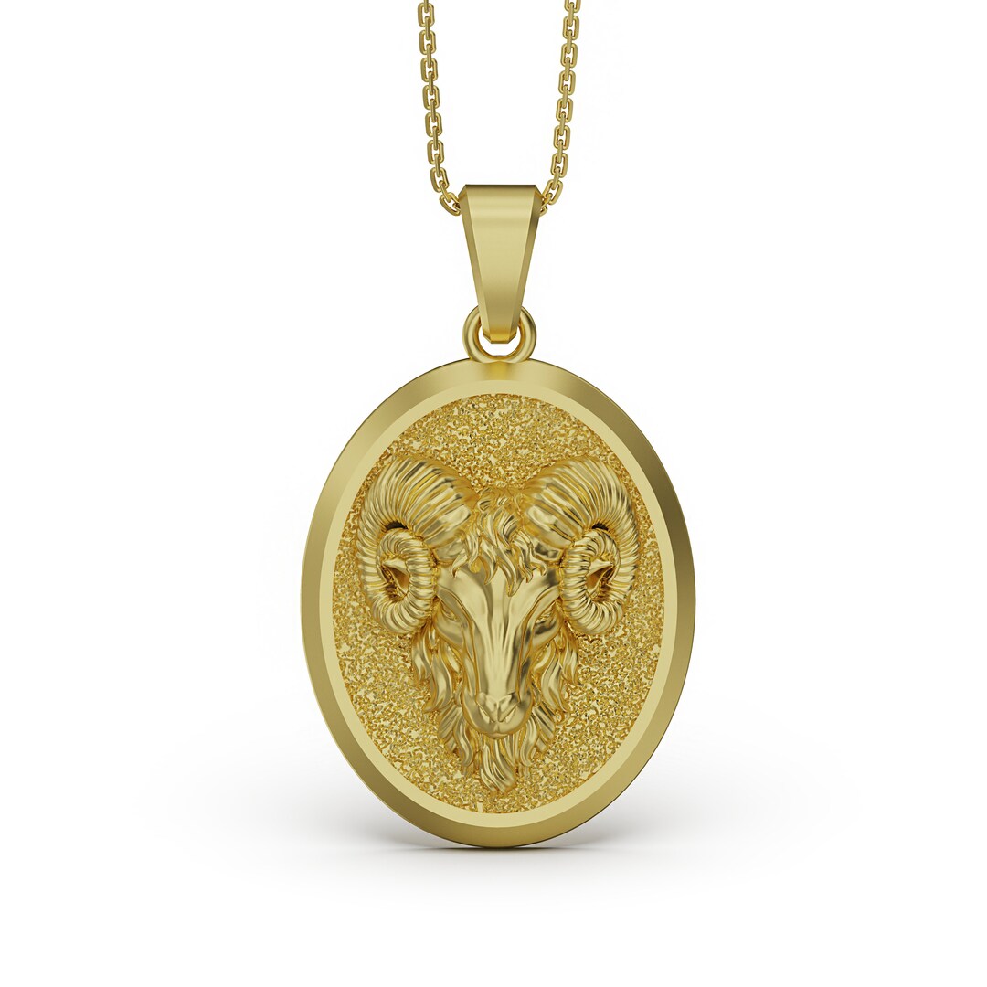 10K, 14K, 18K Gold Ram Pendant April Aries Valentine Gifts for Him ...