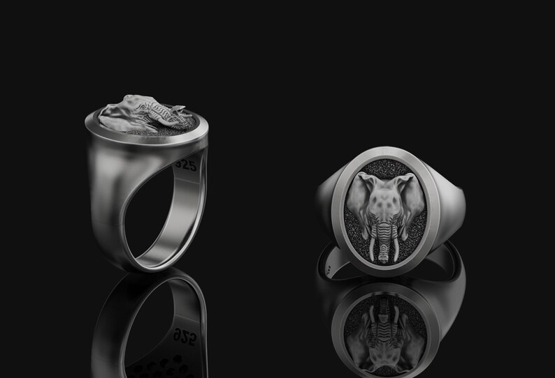 Elephant Gift for Her Adjustable Animal Signet Ring Silver - Etsy