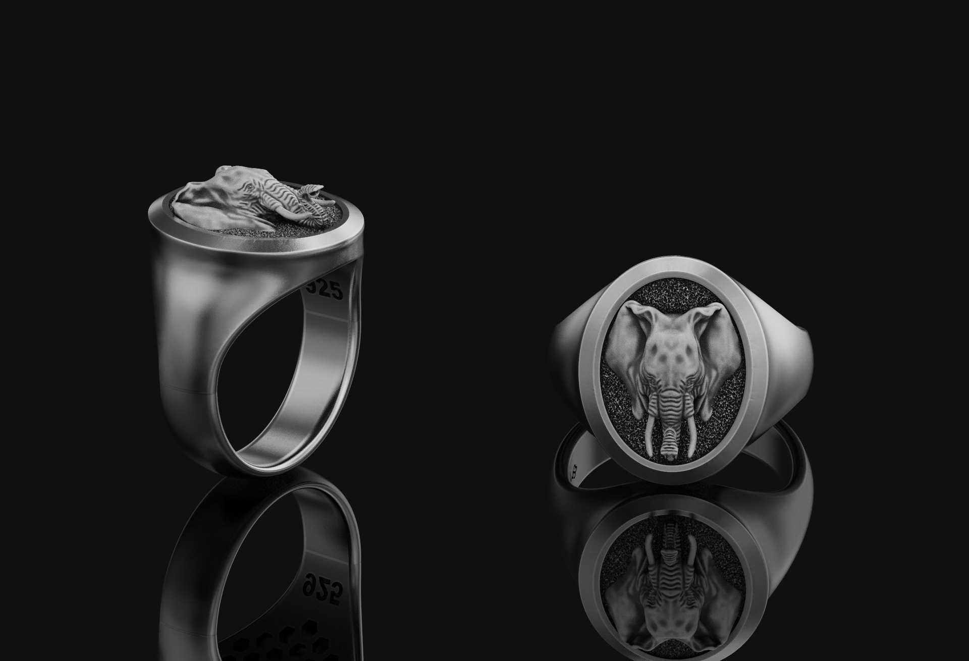 Elephant Gift for Her Adjustable Animal Signet Ring Silver - Etsy