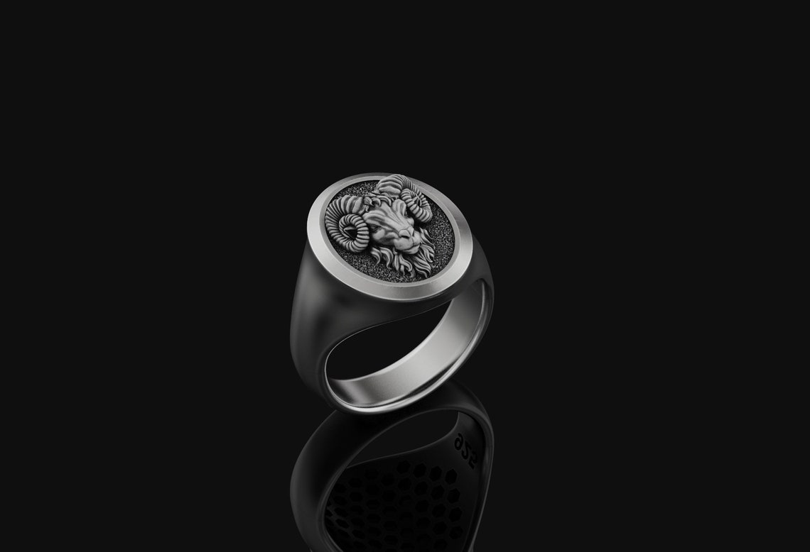 925 Silver Adjustable Ram Signet Ring Aries Jewelry Astrology - Etsy