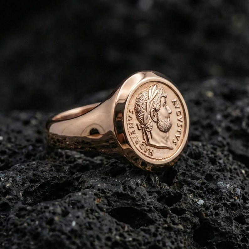Sterling Silver Ancient Roman Coin Ring, Augustus Emperor - Etsy