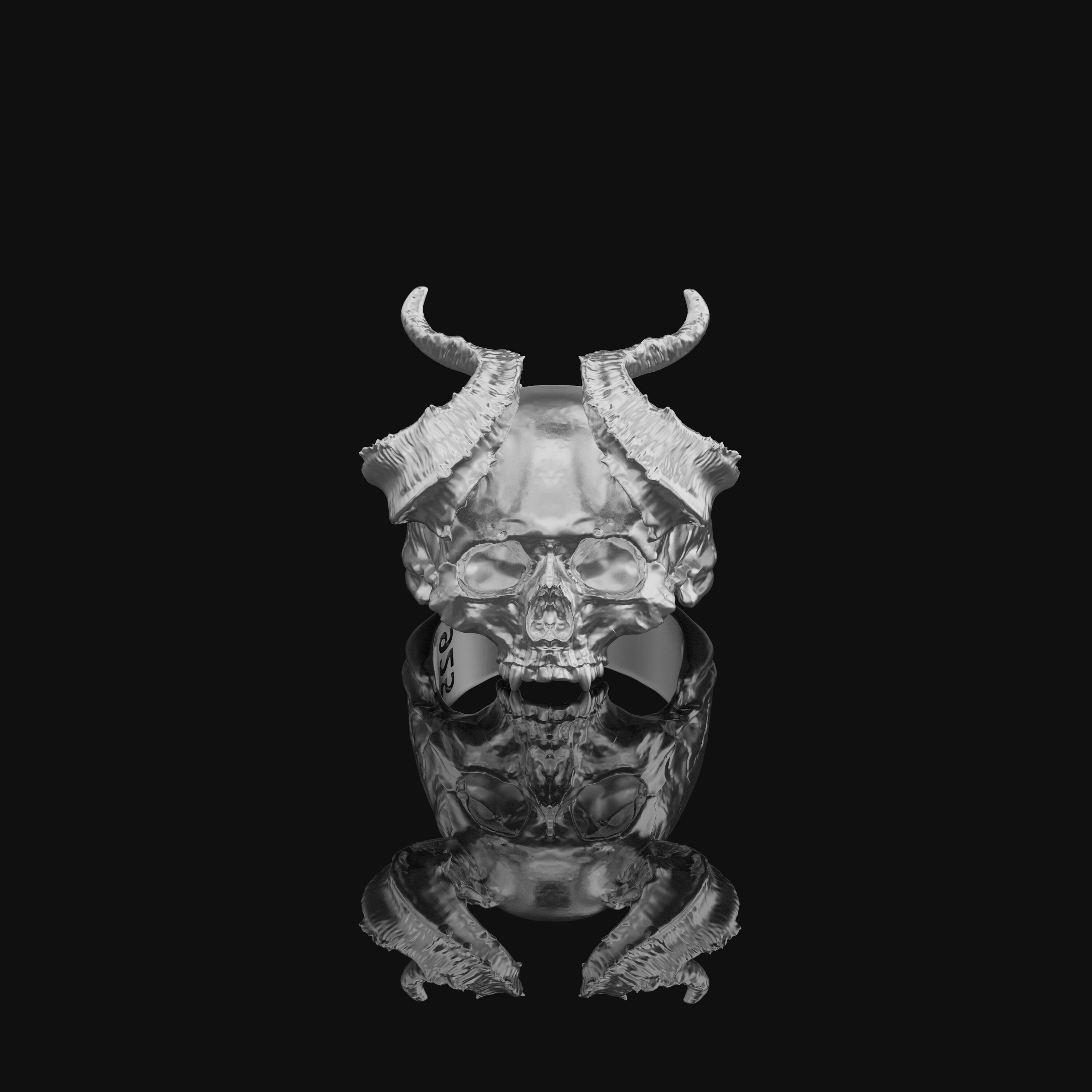 Demon Skull Ring With Horns, Devil Ring, Sterling Silver, Extraordinary ...
