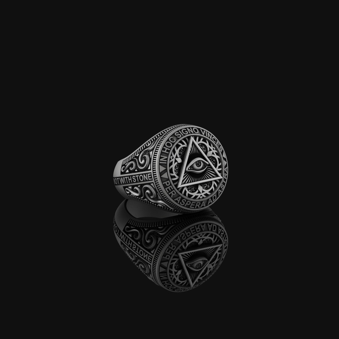 Masonic Symbol Ring, Freemasonry Ring, Unique Mason Ring, Handcrafted ...