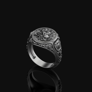 Silver Saint George Signet Ring Christian Jewelry Religious Accessory ...