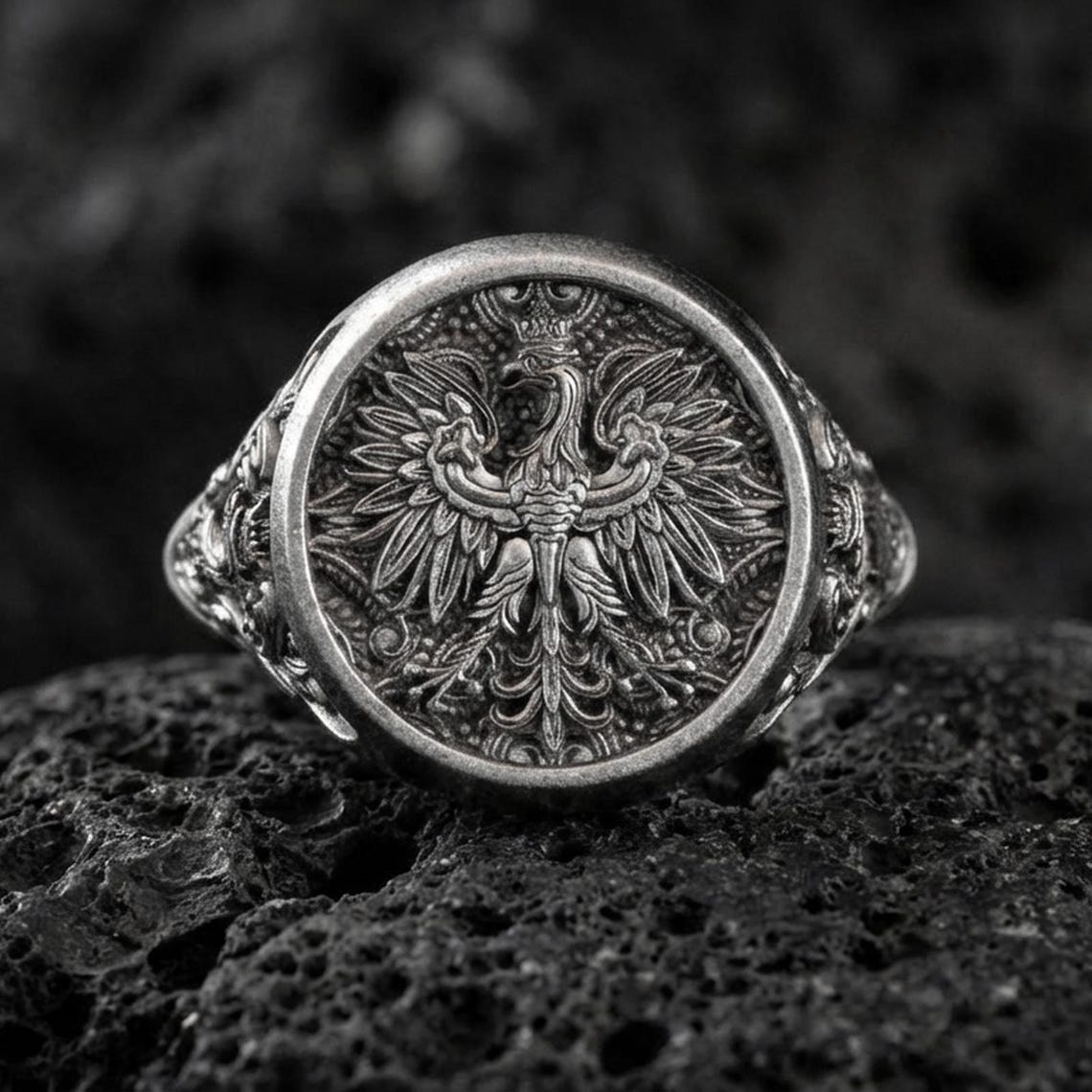 Sterling Silver Polish Eagle Signet Ring – Heraldic Coat of Arms - Etsy