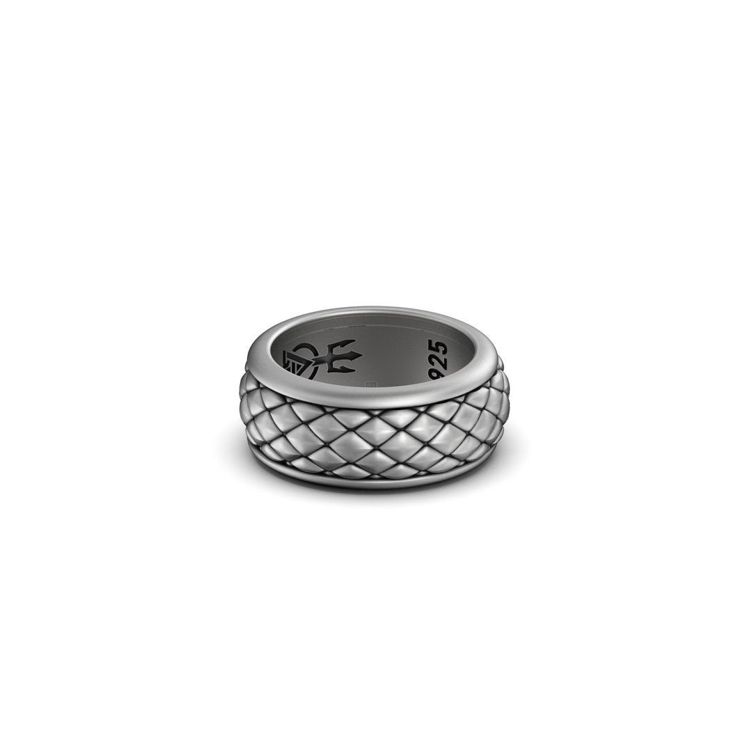 Rotating Snake Scale Ring - Unique Net Pattern Band, Exotic Serpent ...