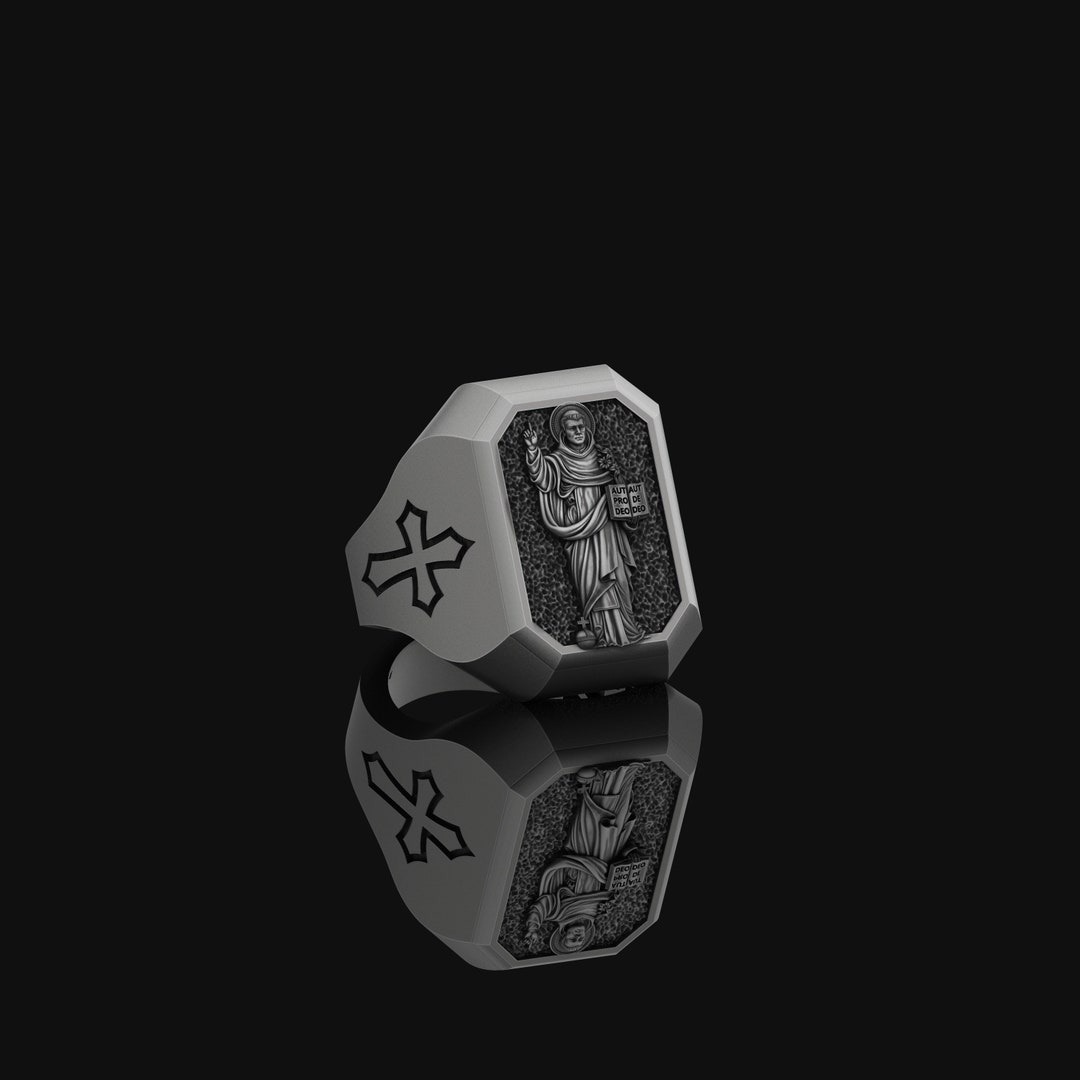 Silver Saint Dominic Men Ring, Christian St Dominic, Religious Mens ...
