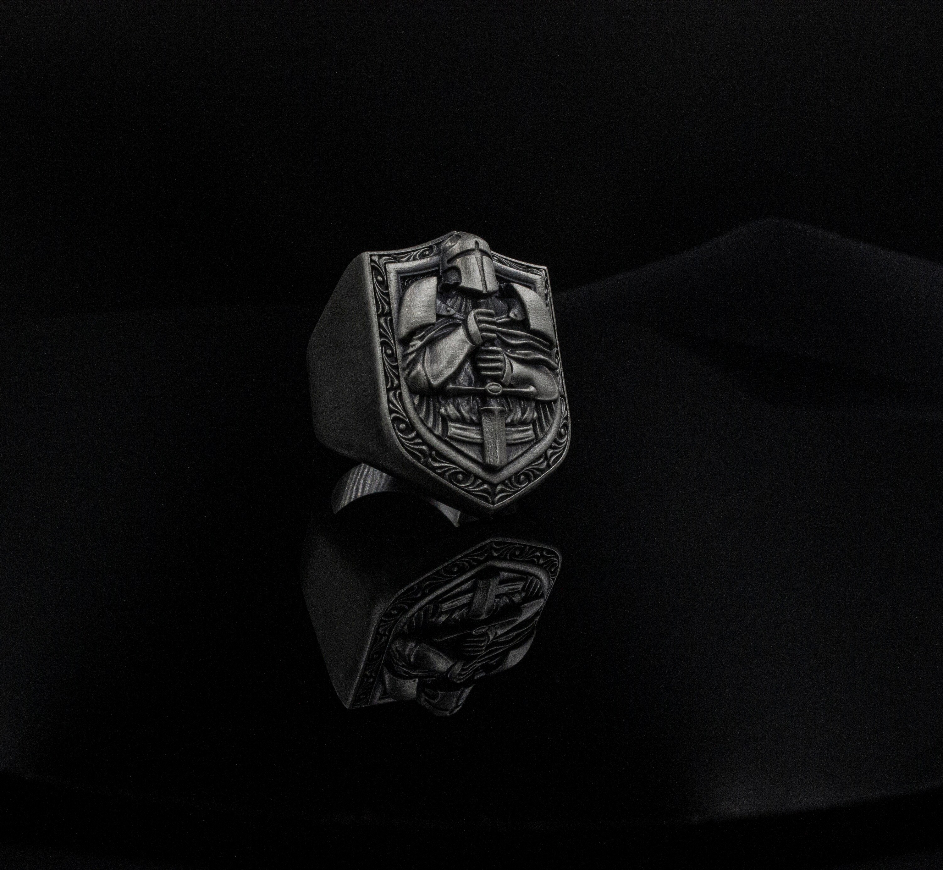 Solid Silver Knight Ring for Men Accessory New Year Gift for - Etsy