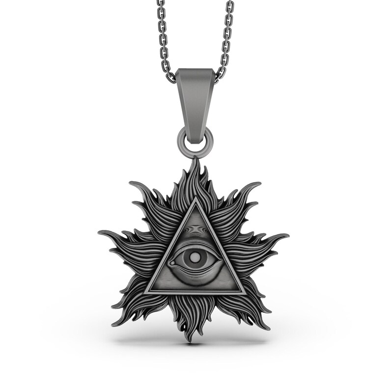 Silver Eye of Providence Charm - Two-style Pyramid Pendant, Masonic ...