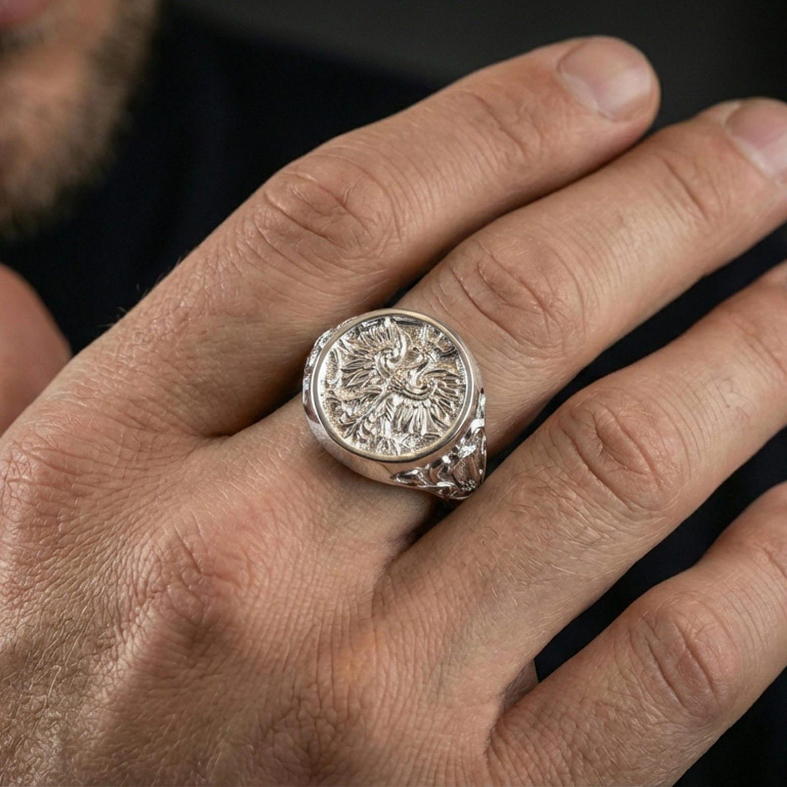 Sterling Silver Polish Eagle Signet Ring – Heraldic Coat of Arms - Etsy