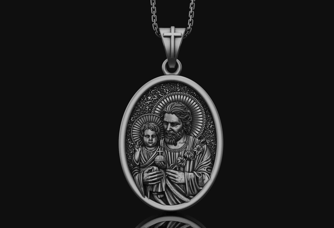 St Joseph Necklace Catholic Pendant Christian Accessory | Etsy