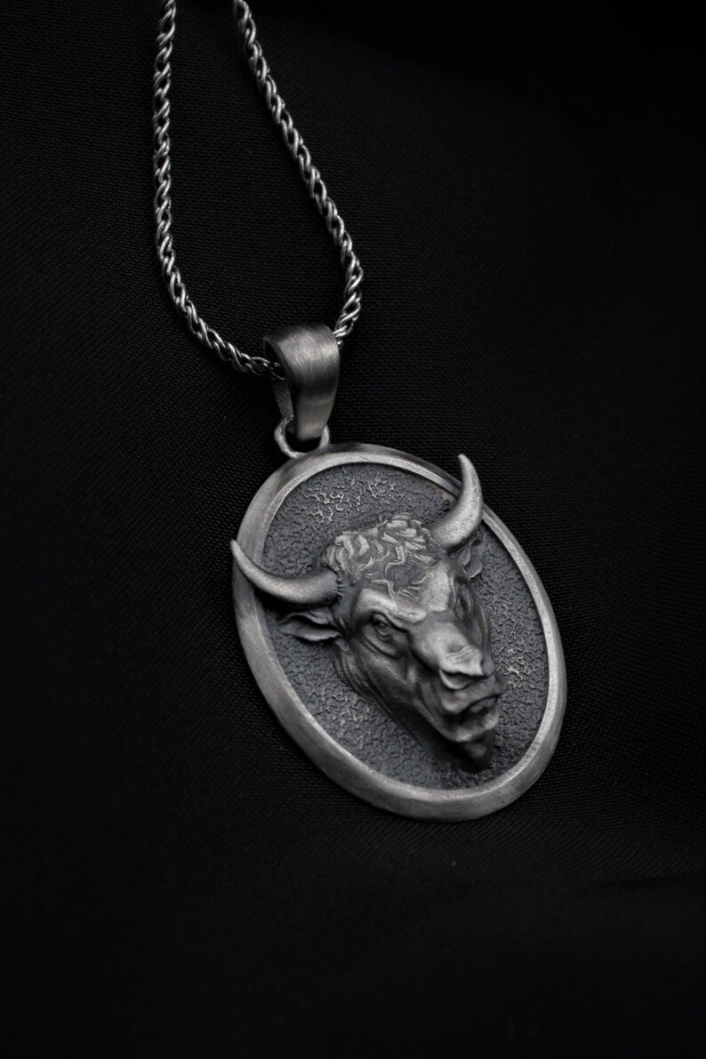 Personalized Bull Necklace Silver Buffalo Accessory Birthday - Etsy