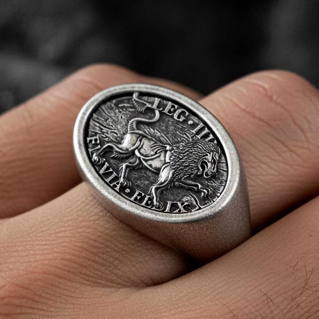 Roman Legion Ring – Leg iii flavia felix Antique-style Signet Ring ...
