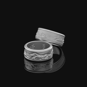 Spinning Mountain Engraved Ring, Nature and Adventure Inspired, Hiking ...