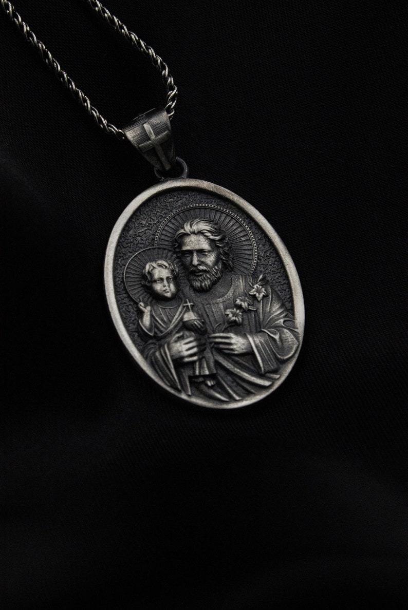 St Joseph Necklace Catholic Pendant Christian Accessory | Etsy