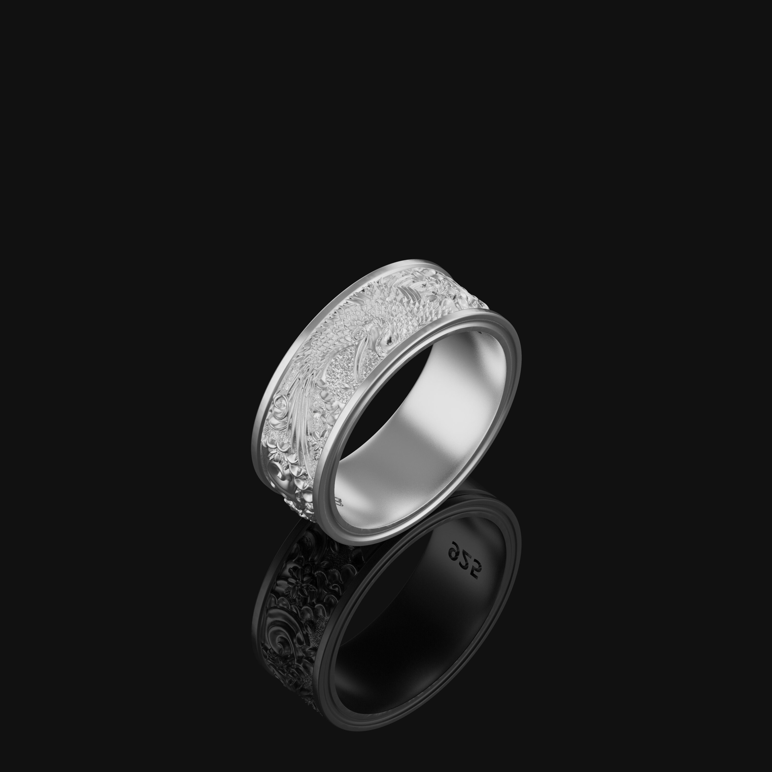 Women's Silver Egret Wedding Ring, Heron Jewelry, Egret Band Ring ...