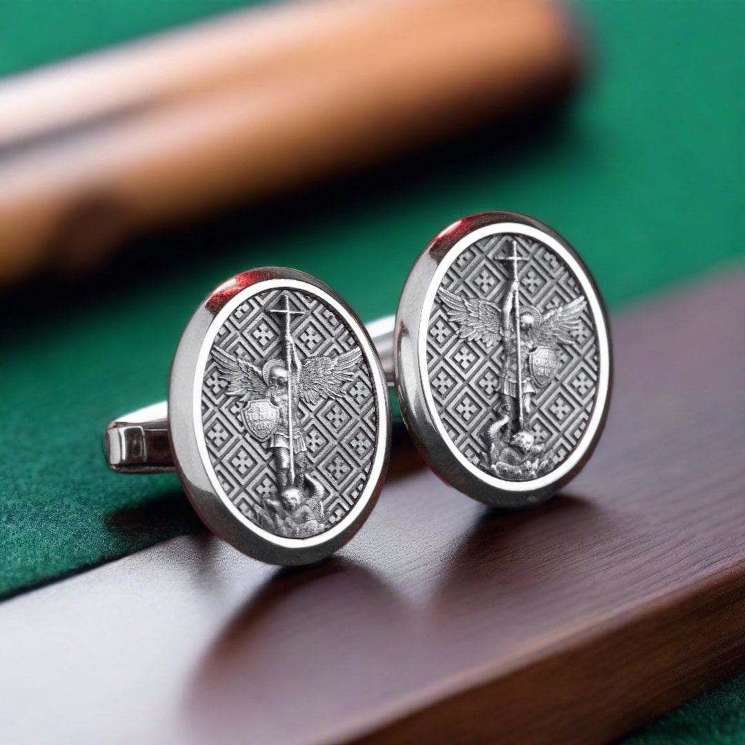 Saint Archangel Michael Religious Cufflinks, Guardian Angel Medal ...