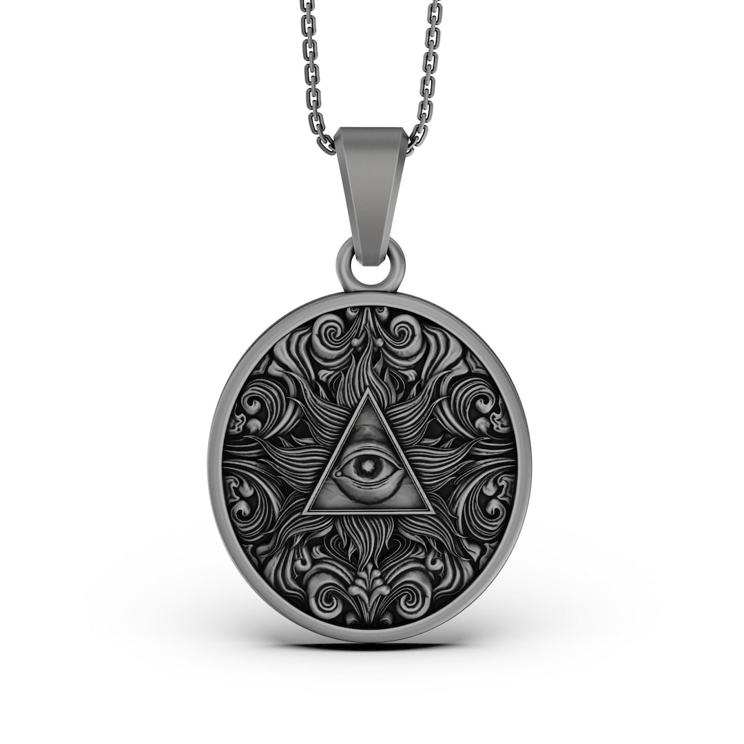 Silver Eye of Providence Pendant - Masonic Medallion, Freemason Symbol ...