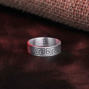 Greek Key Ring, Meander Band Ring, Classical Greek Band, Ancient Symbol ...