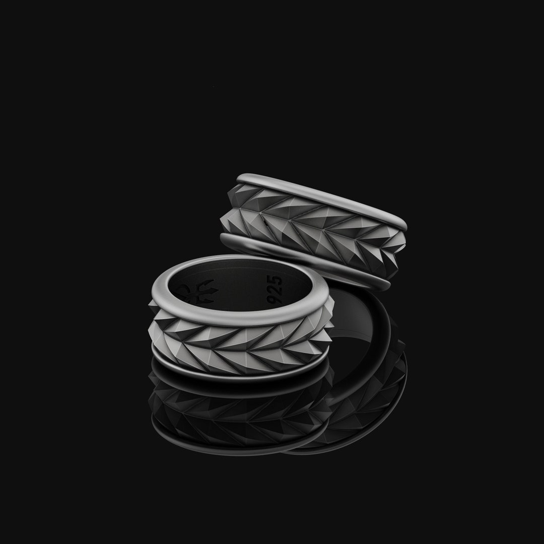 Silver Rotating Tire Pattern Band Ring Auto-inspired Wheel Design ...