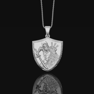 Samurai Necklace, Sterling Shield, Masked Warrior, Katana Pendant ...