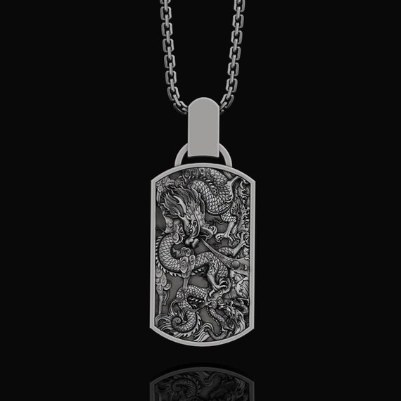 Silver Chinese Serpent Dragon Pendant Personalized Gifts for - Etsy