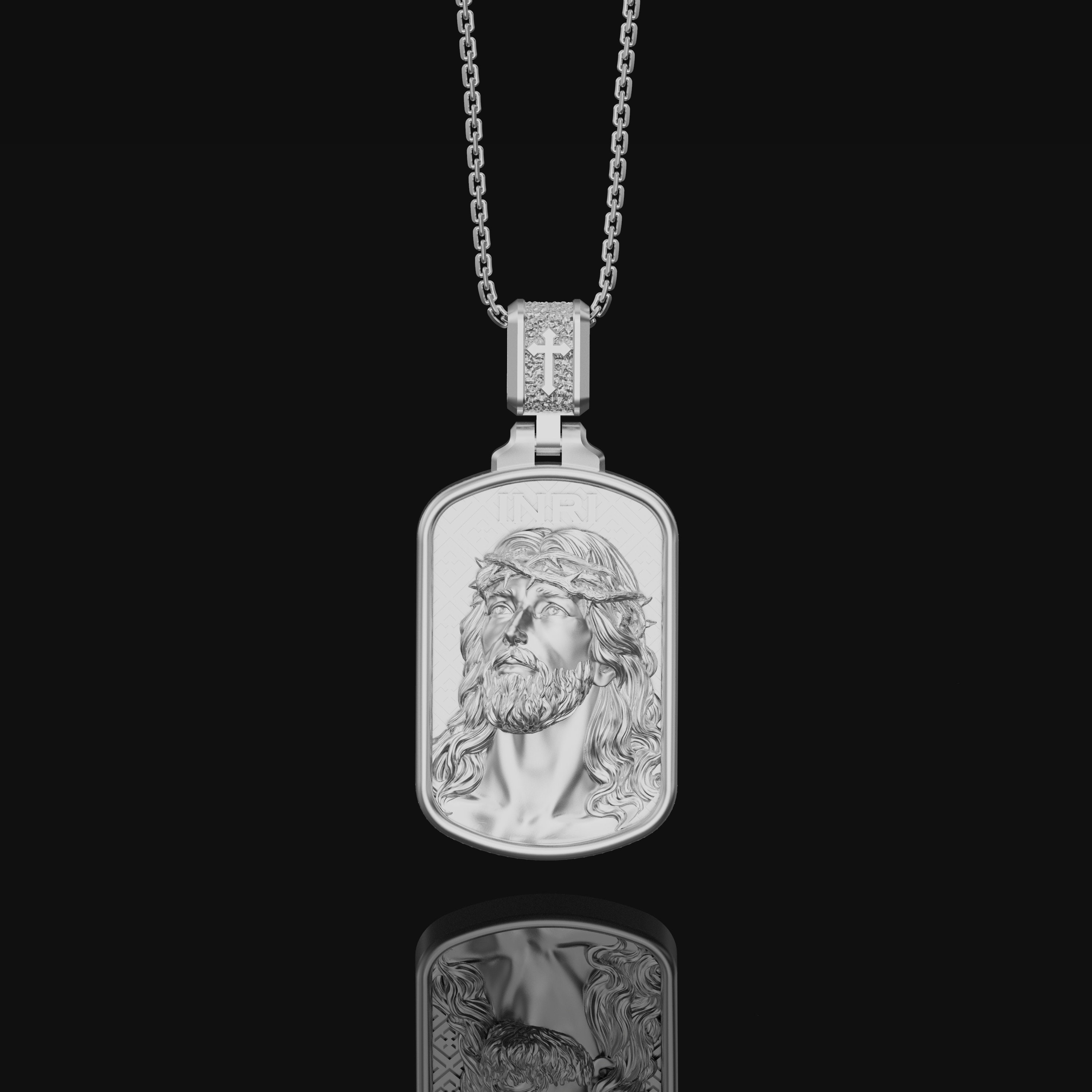 Silver Jesus Necklace, Jesus Charm Medallion, Christ Jesus Mens Pendant ...