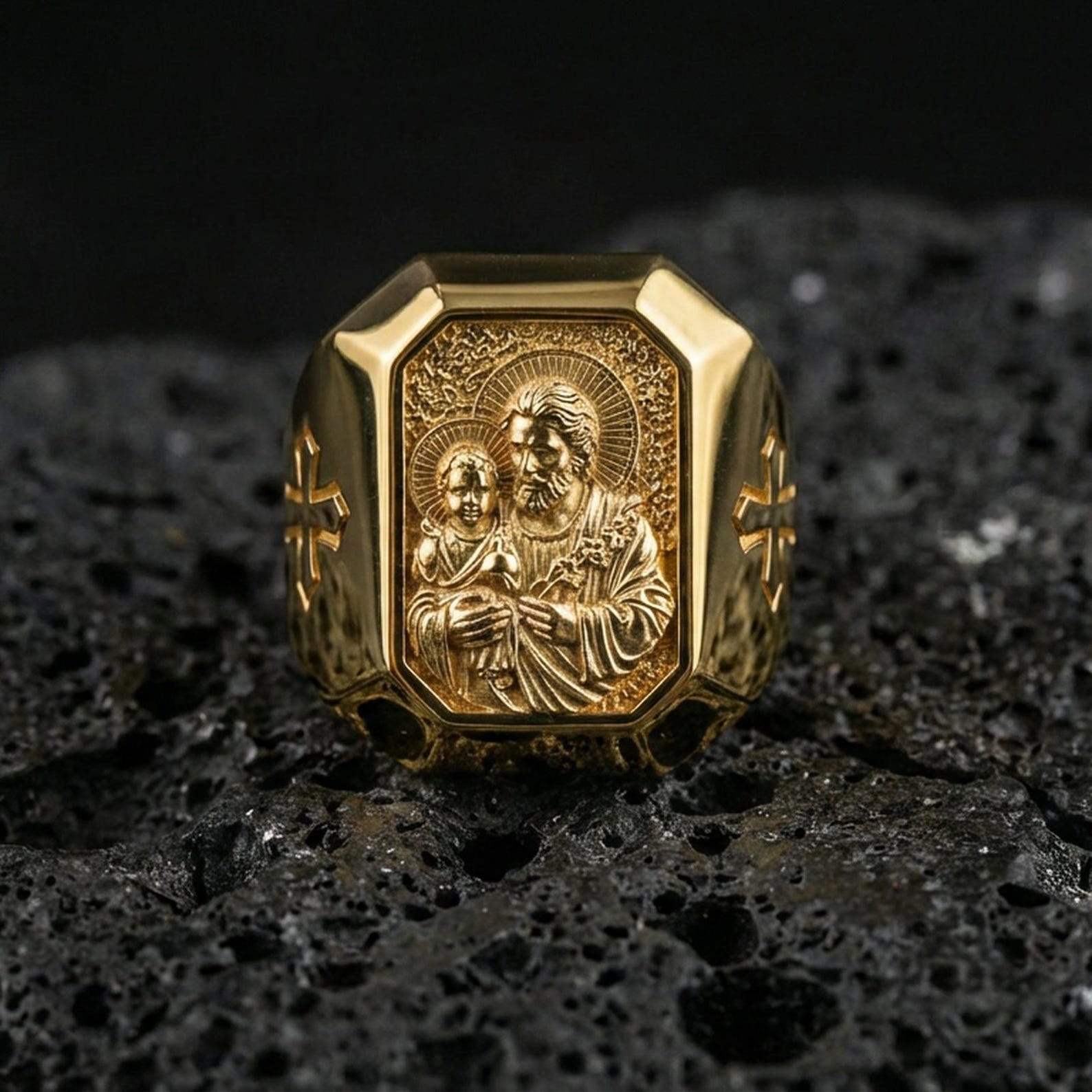 Sterling Silver St Joseph Signet Ring, Catholic Religious Jewelry - Etsy