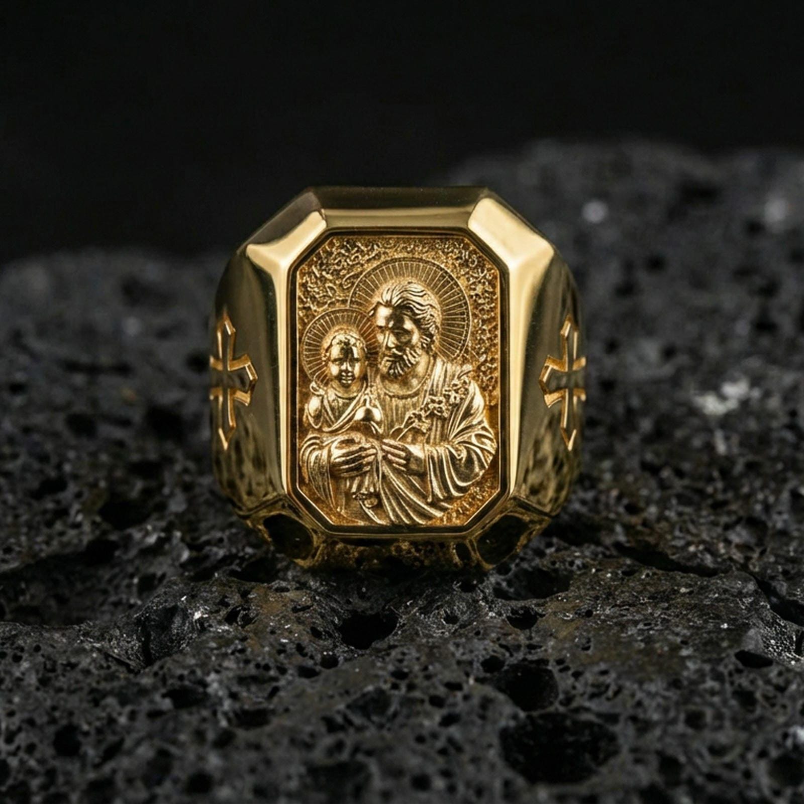 Sterling Silver St Joseph Signet Ring, Catholic Religious Jewelry - Etsy