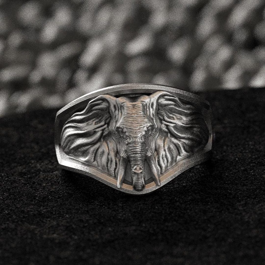Elephant Signet Ring – Sterling Silver Animal Totem Ring for Strength ...