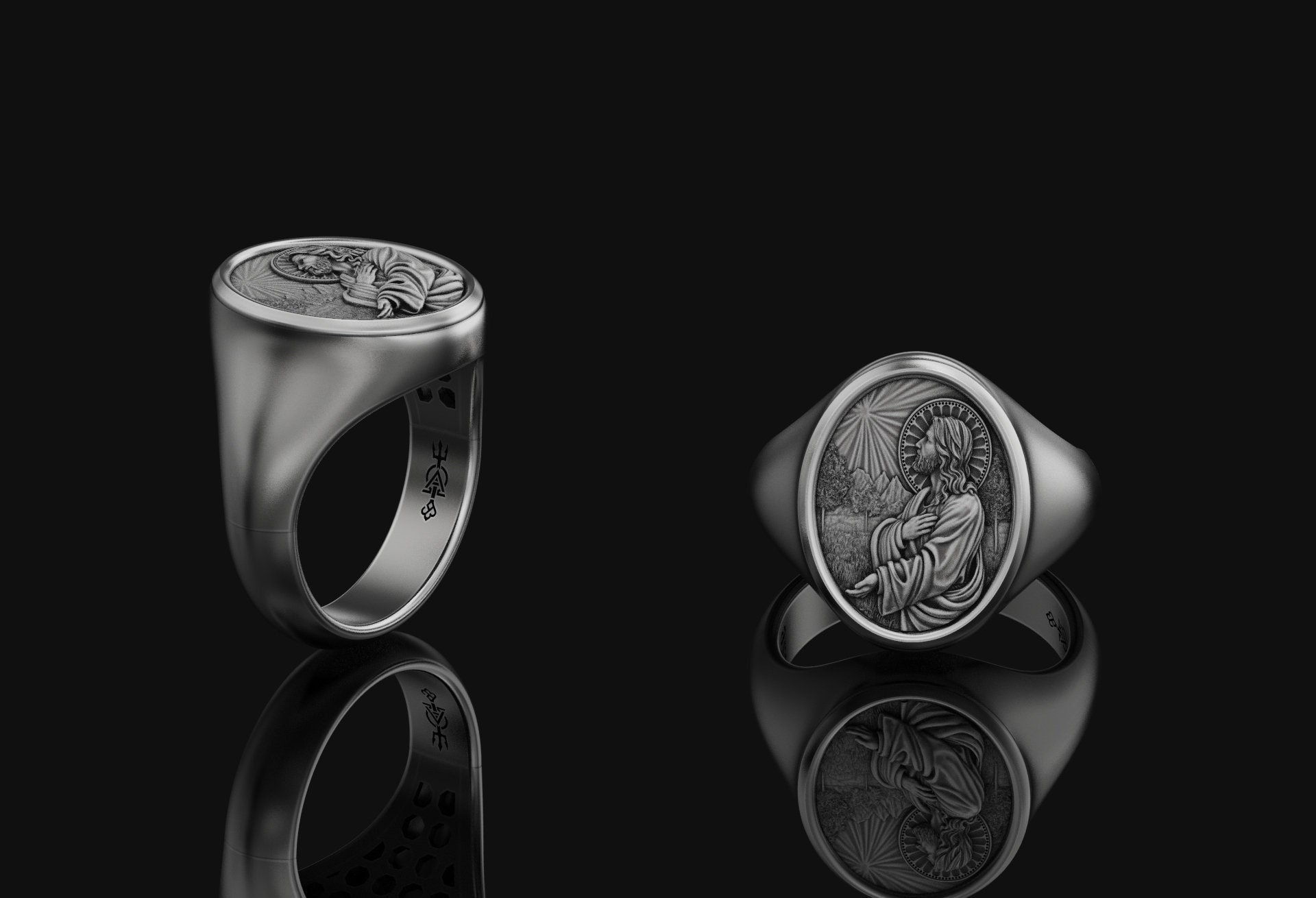 925 Silver Jesus Christ Prayer Ring Religious Gift Christian | Etsy