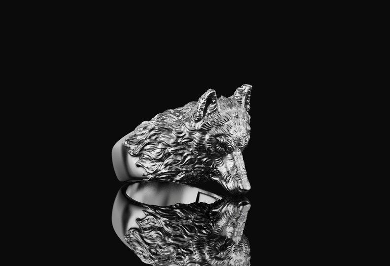Men's & Women's Silver Alpha Wolf Ring Unisex Animal Jewelry Birthday ...
