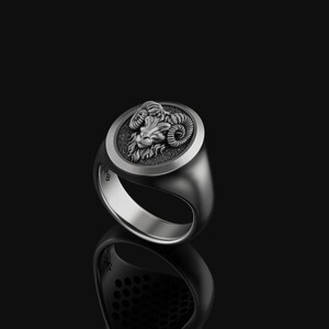 925 Silver Adjustable Ram Signet Ring Aries Jewelry Astrology - Etsy