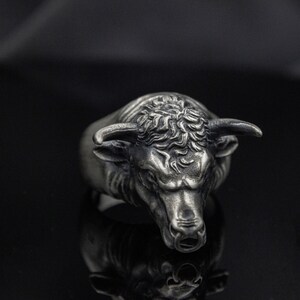 925 Silver Bull Ring Mens Accessory Valentine Gift Ideas Women Jewelry ...