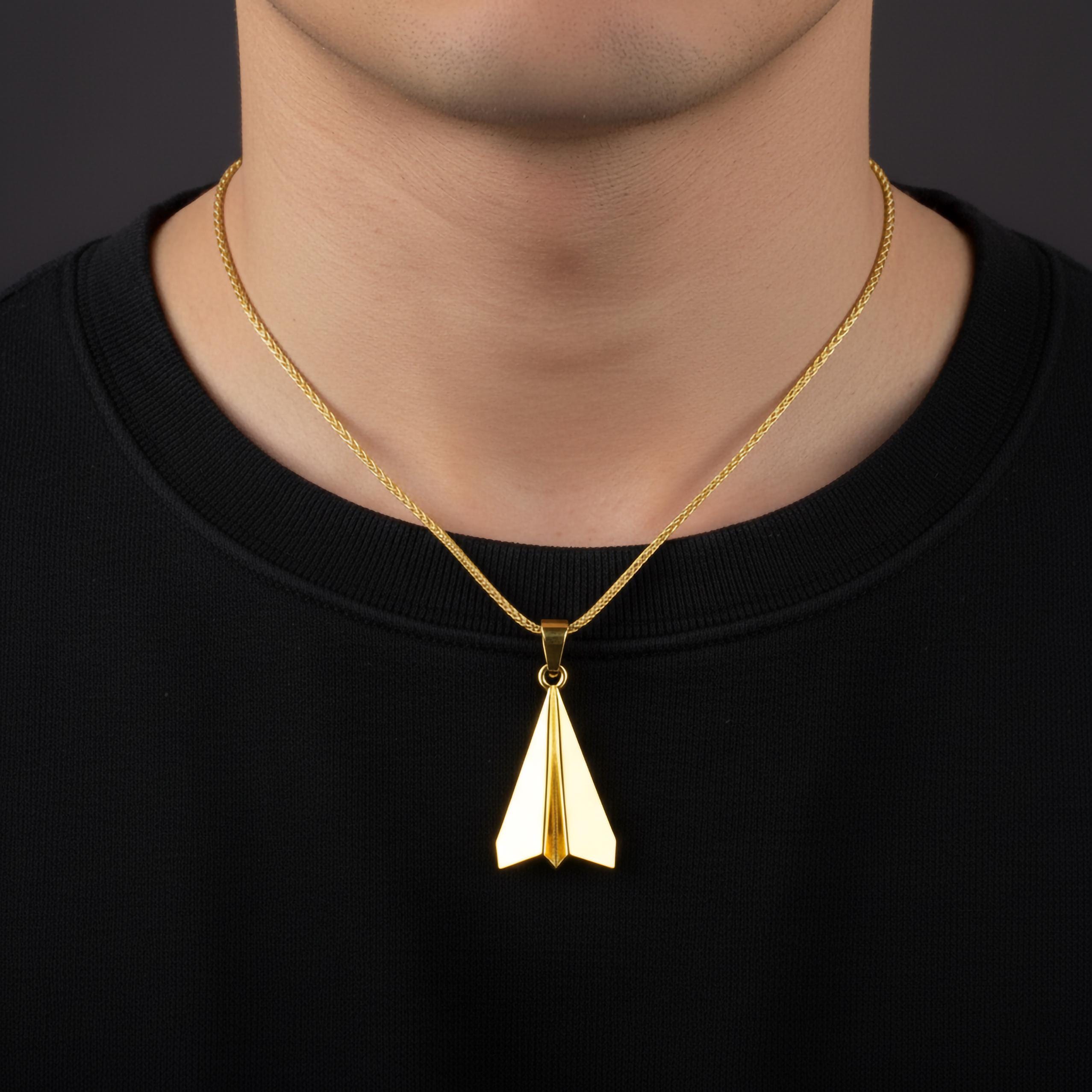Origami Airplane Pendant - Elegant Geometrical Aviator Necklace, Chic ...