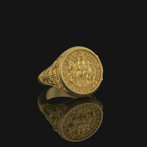 Silver Sigillum Militum Xpisti Ring - Knights Templar Seal, Christian ...