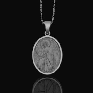 Silver Archangel Gabriel Pendant - Guardian Angel Gabriel Necklace ...