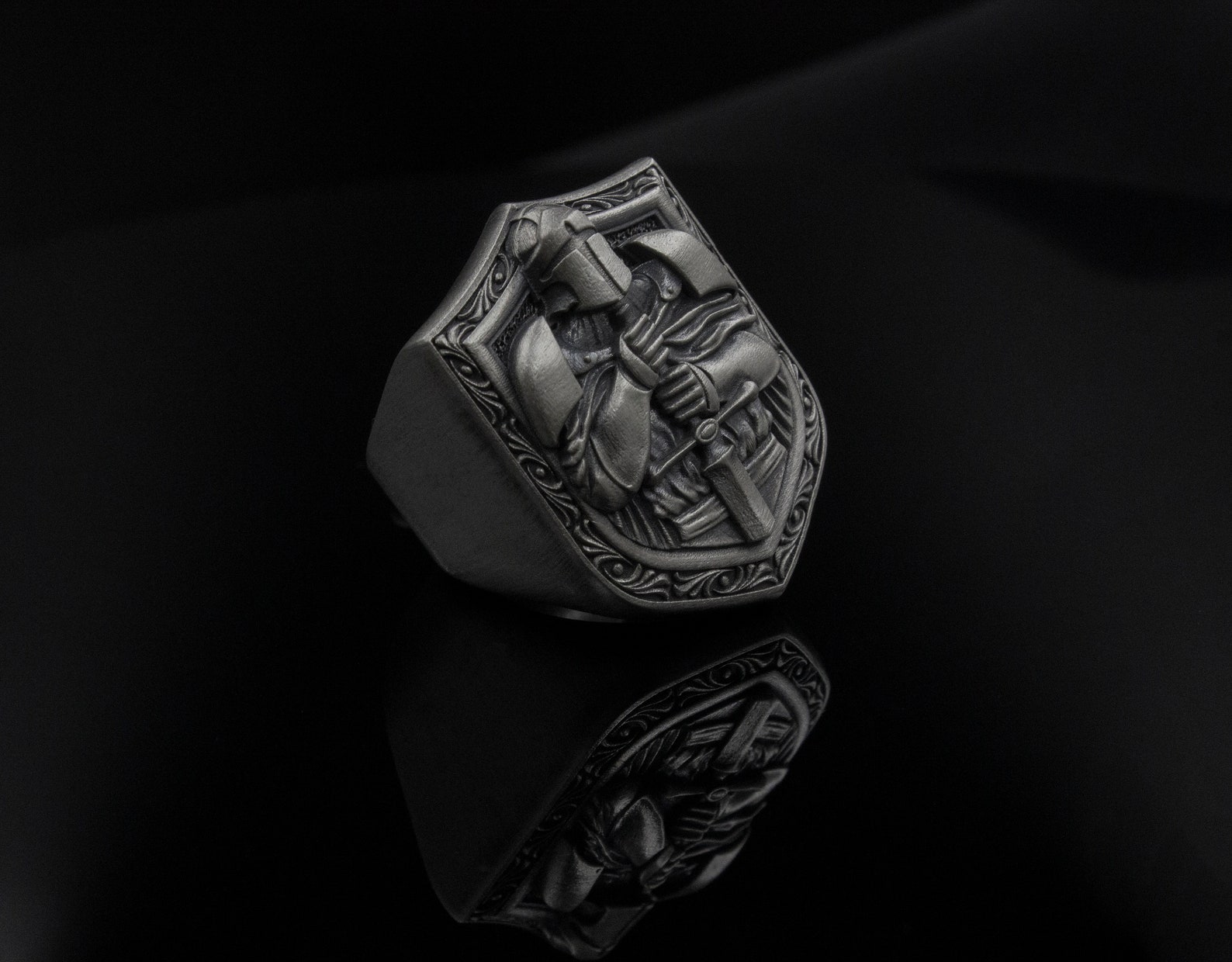 Solid Silver Knight Ring for Men Accessory New Year Gift for - Etsy