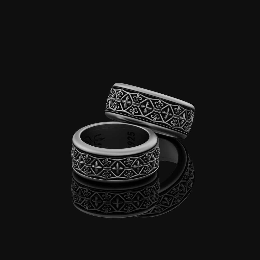 Rotating Silver Fleur De Lis Band Ring Elegant French Symbol, Noble ...