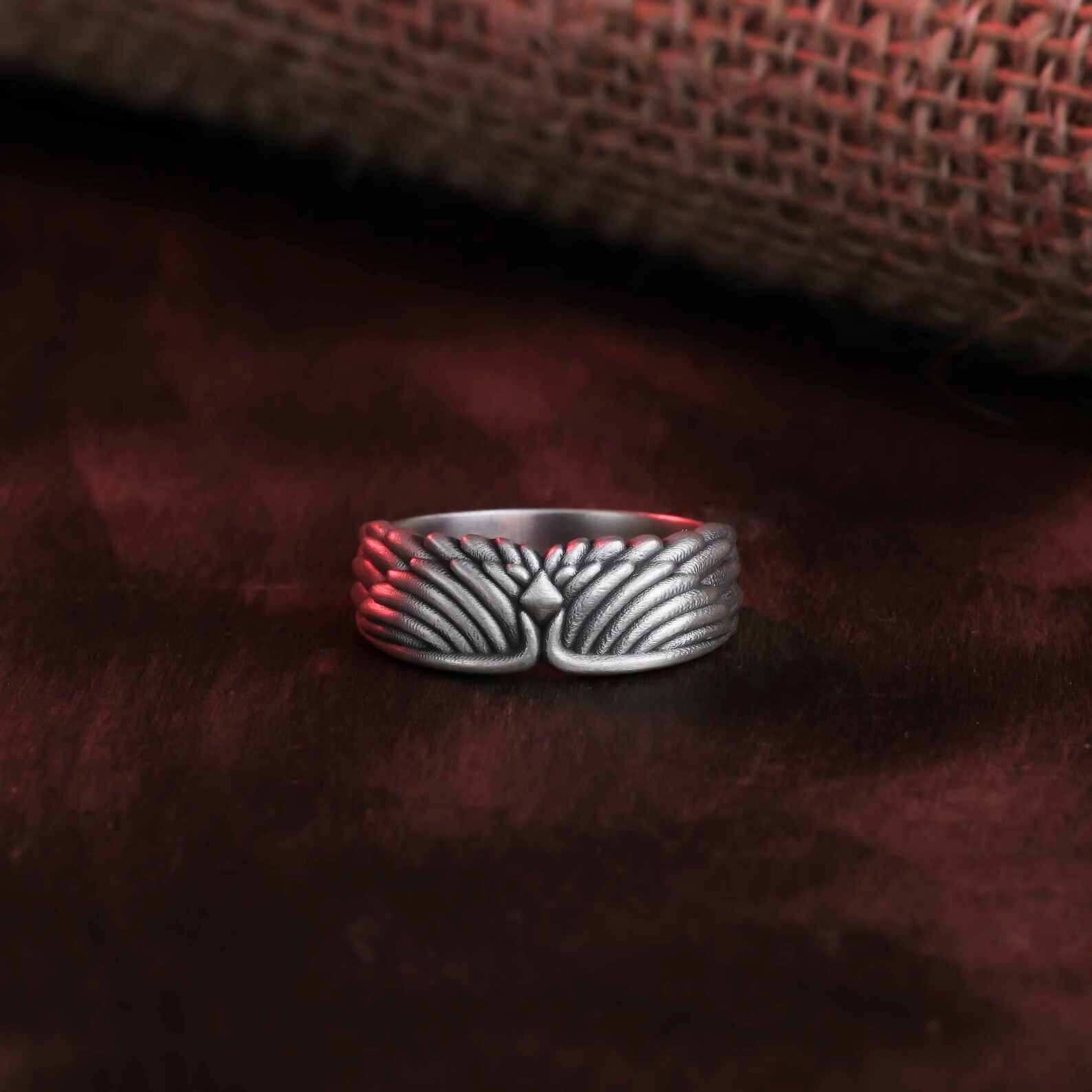 Divine Ring, Celestial Spear Ring, Angel Wings Band, Heavenly Silver ...