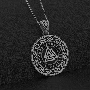 Silver Valknut Celtic Odin Trinity Pendant Necklace Pagan Jewelry ...