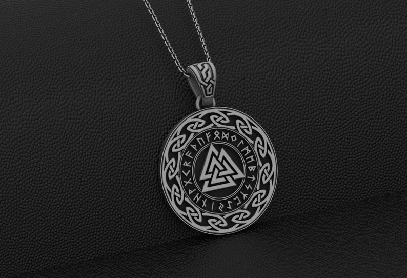 Silver Valknut Celtic Odin Trinity Pendant Necklace Pagan Jewelry ...