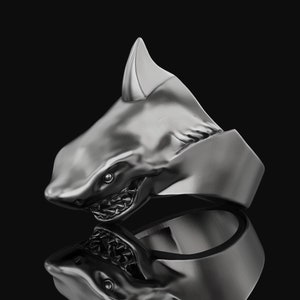 925 Silver Shark Fin Ring for Men Nautical Ring Animal Womens Gift New ...