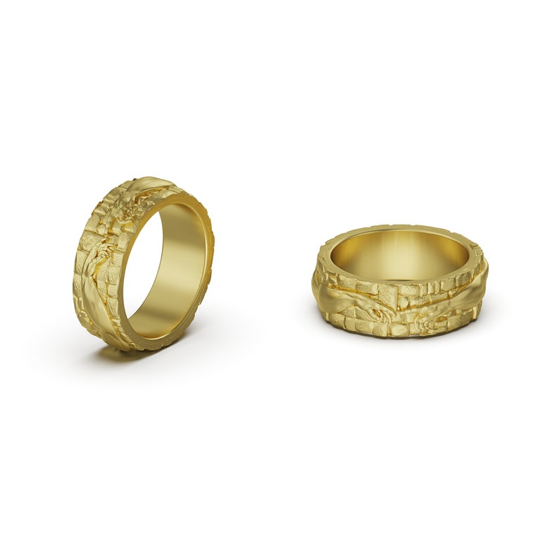 Solid Gold Creation of Adam Band Ring, Michelangelo's Renaissance ...