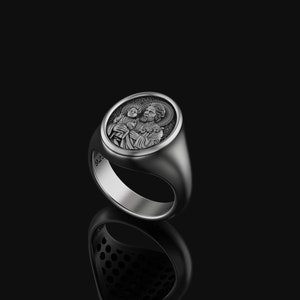 925 Silver St Joseph Religious Silver Signet Ring Christian Jewelry ...
