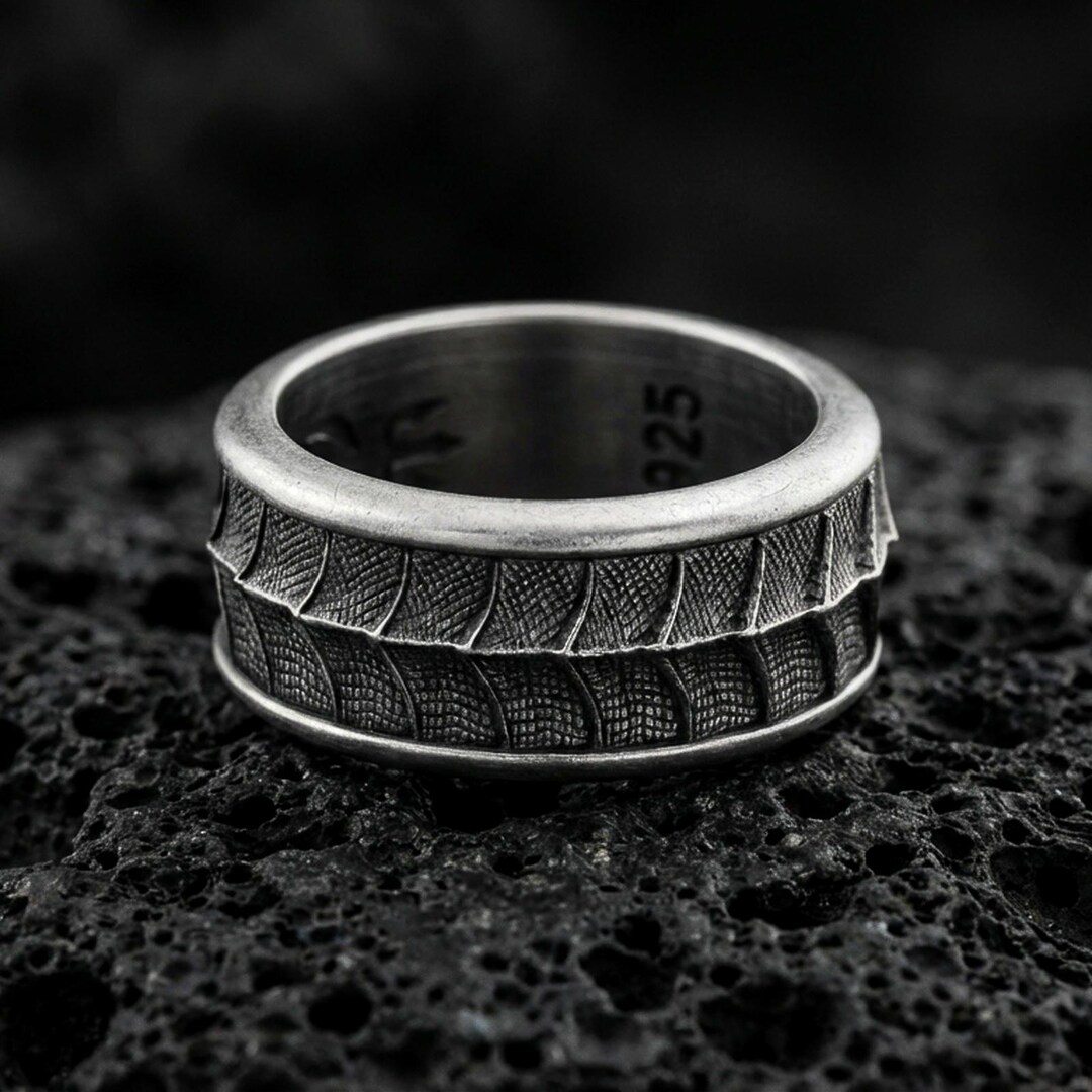 Sterling Silver Lizard Scale Ring – Spinning Fidget Exotic Reptile ...