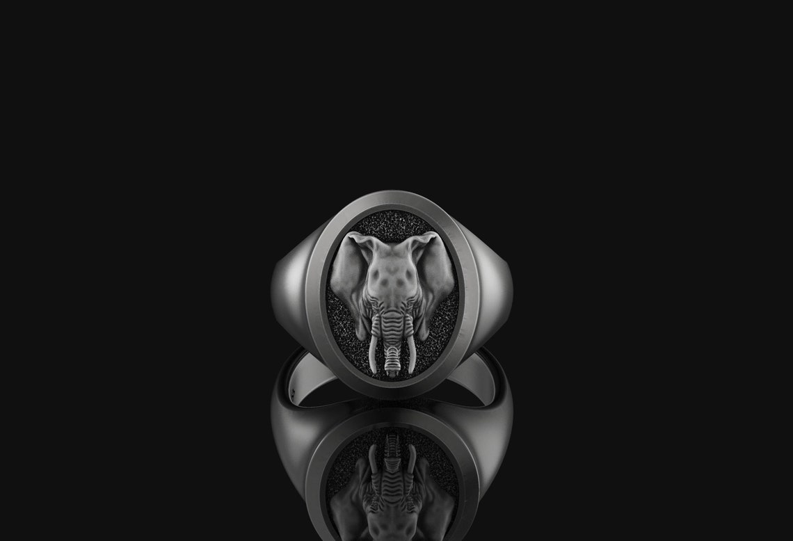 Elephant Gift for Her Adjustable Animal Signet Ring Silver - Etsy